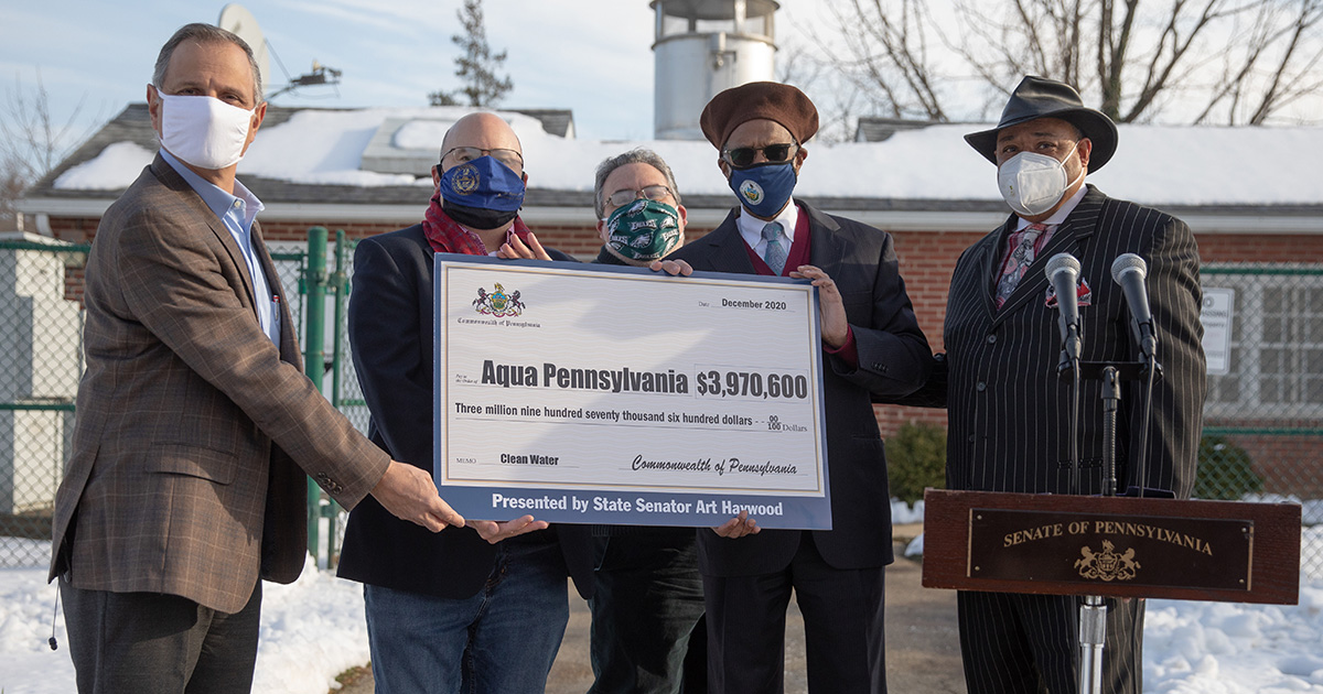 Senator Haywood Presents $3.9 Million Check to Aqua Pennsylvania for ...